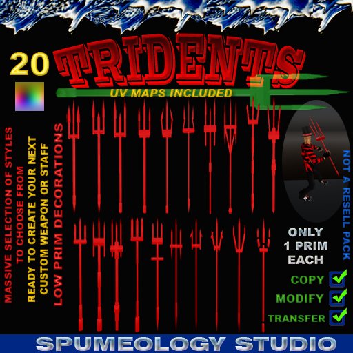 Second Life Marketplace - TRIDENT FORKS WEAPONS SCULPT MAP SET (1Prim Each)